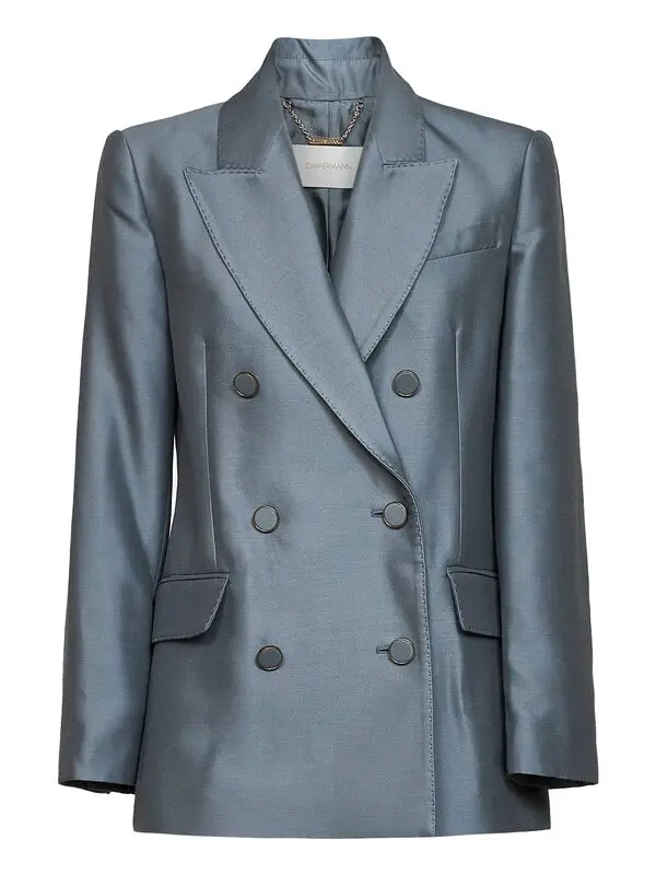 Zimmermann Airforce Blue Wool And Silk Blazer Valiant Double-breasted - Multicolor