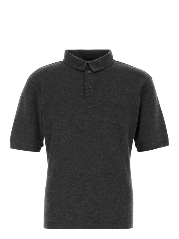Giorgio Armani Graphite Cashmere Polo Shirt - Gray