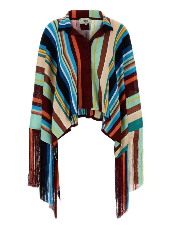 Fendi Embroidered Knit Poncho - Multicolor