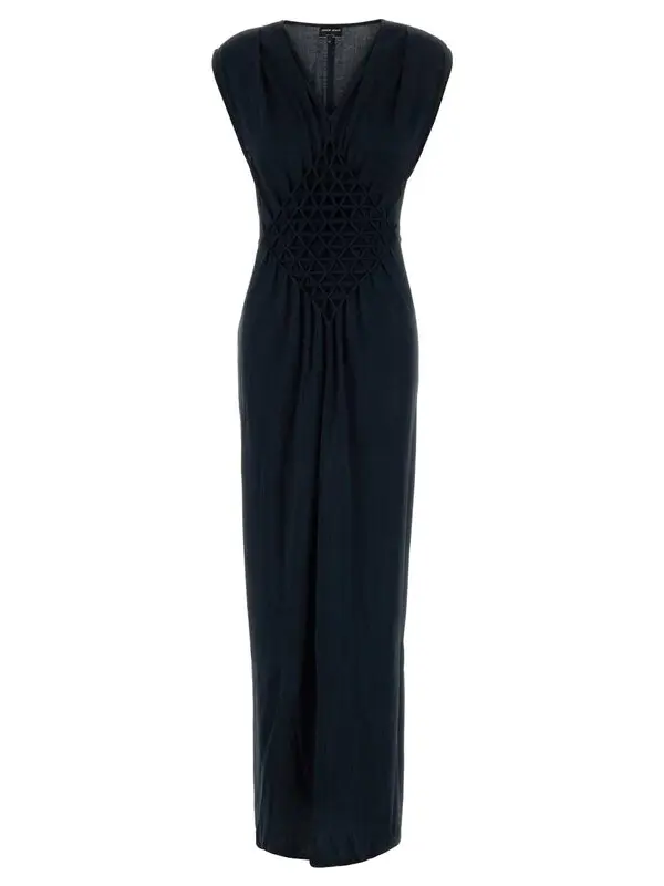 Giorgio Armani Navy Knit Dress - Blue