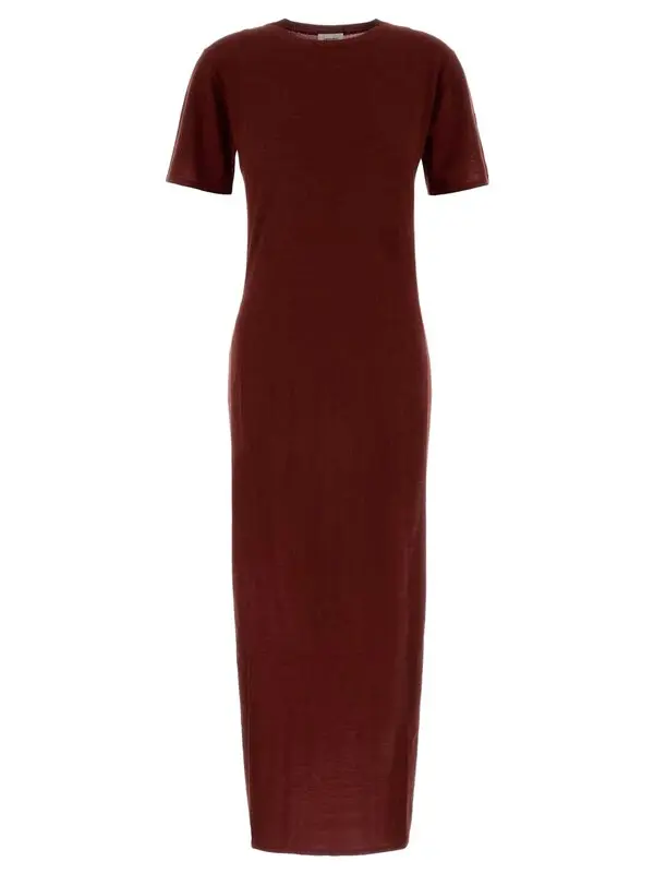 Saint Laurent Burgundy Wool Dress - Red