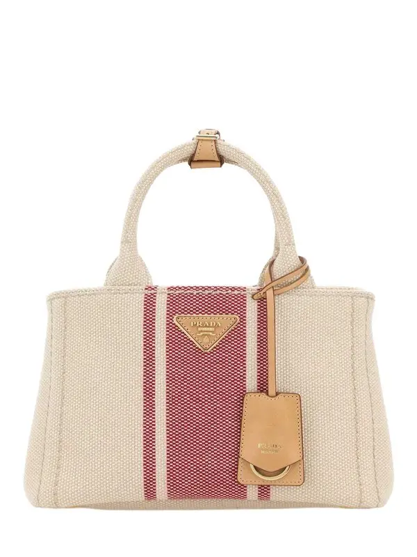 Prada Sand Canvas Small Jardiniã¨re Handbag - Brown