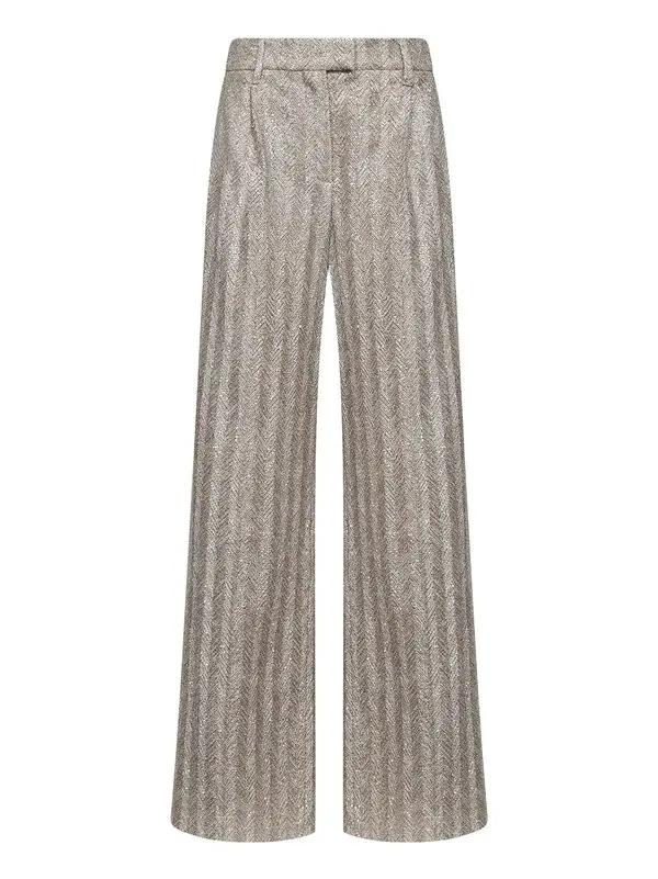 Brunello Cucinelli Grey Dazzling Chevron Embroidery Trousers - Multicolor