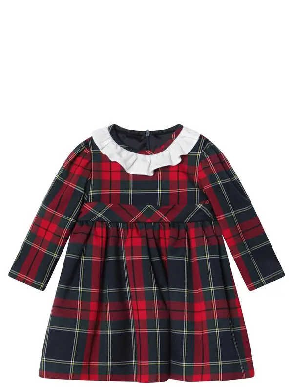 IL GUFO Tartan Mini Dress With Ruffled Collar - Red