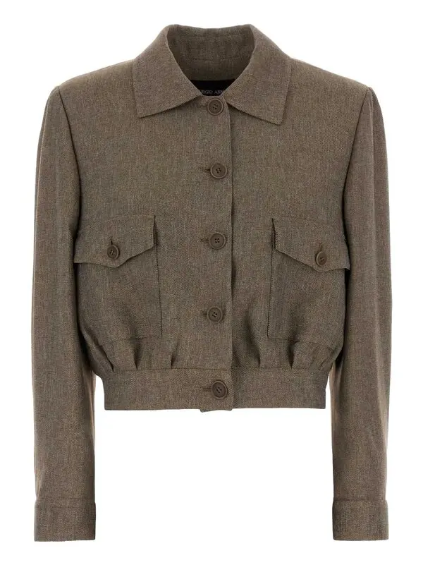 Giorgio Armani Melange Twill Jacket - Brown