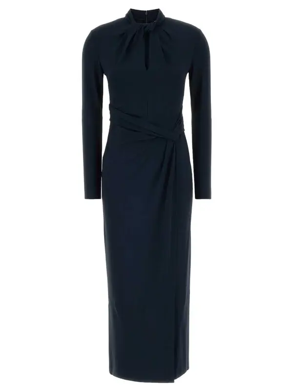 Giorgio Armani Navy Stretch Crepe Mini Dress - Blue