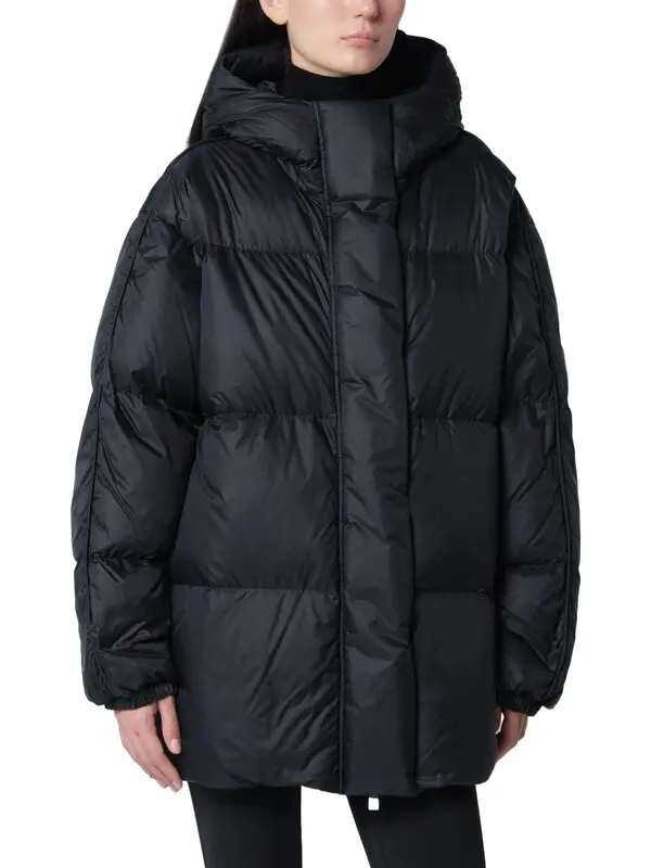 Herno Hooded Short Puffer Jacket In Nylon With Adjustable Hem - Black