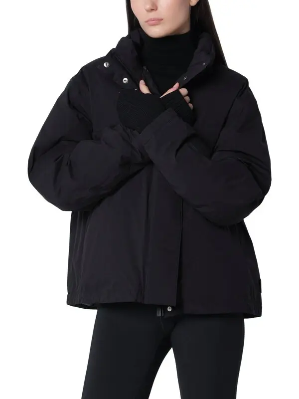 Herno Short Puffer Mini Down Jacket In Nylon With Voluminous Fit - Black