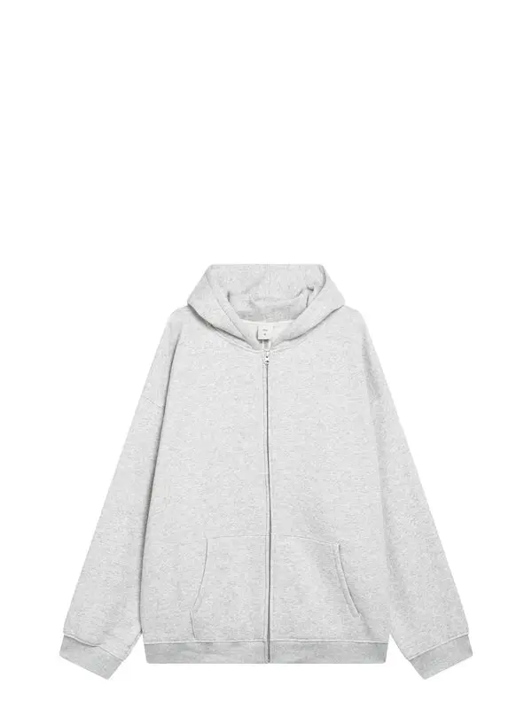 SKIMS Light Zip-up Hooded Sweatshirt In Cotton Fleece - Grey