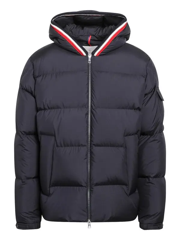 Moncler Lacfroid Hooded Short Down Jacket With Zip Pockets - Blue