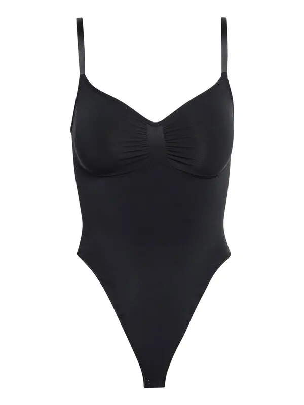 SKIMS Seamless Sculpt Thong Bodysuit With Snap Gusset - Black