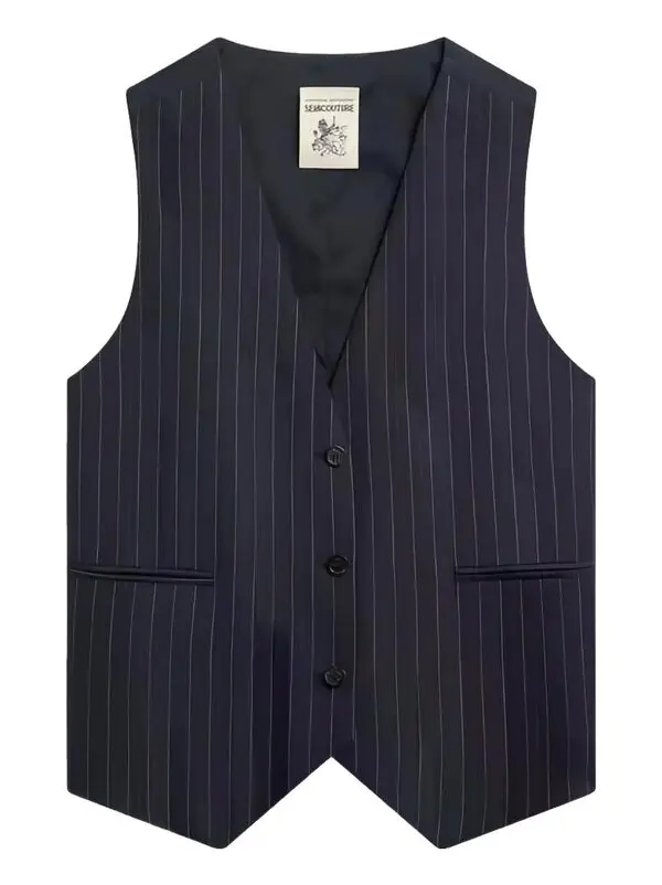 SEMICOUTURE Britney Pinstripe-pattern Waistcoat - Blue