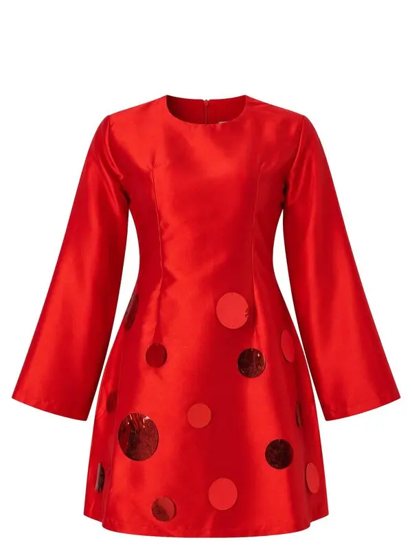 GNG VOGUE Alina Mikado Sequin Mini Dress - Red