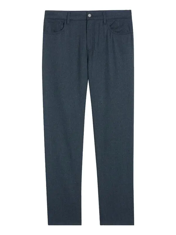 Canali Regular Fit Wool Five Pocket Pants - Navy