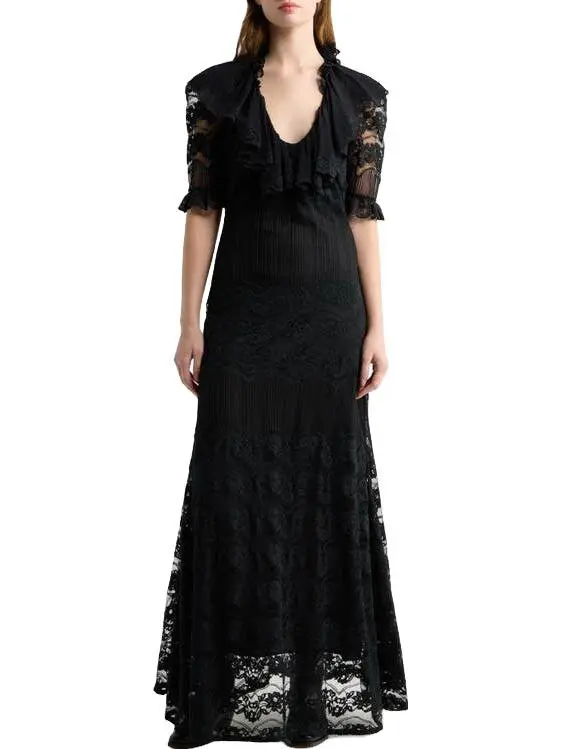 The Great. The Trousseau Lace Maxi Gown - Black