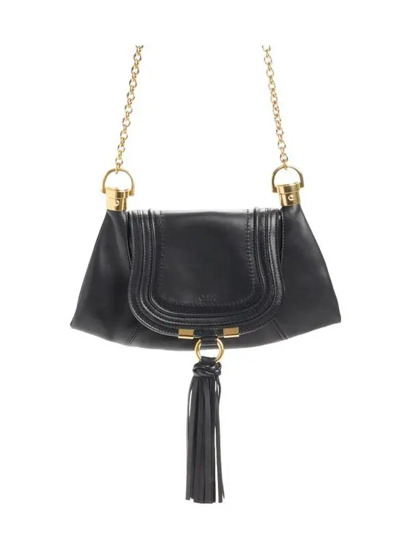 Chloé Marcie Foulard Leather Shoulder Bag - Black