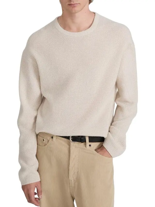 FRAME Waffle Cmere Blend Crewneck Sweater - Cream
