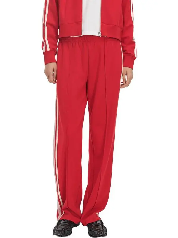 Rag & Bone Irina Mid Rise Wide Leg Ponte Track Pants - Red Multi
