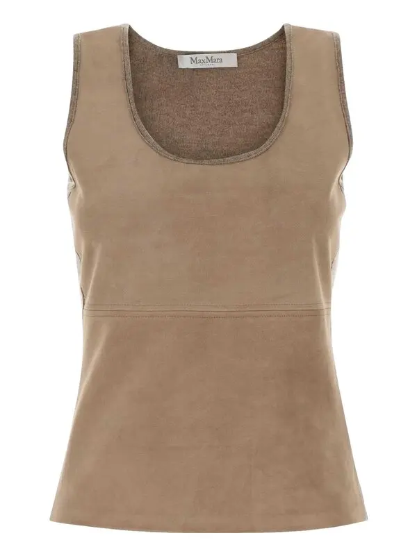 Max Mara Cappuccino Suede And Knit Accordo Tank Top - Brown