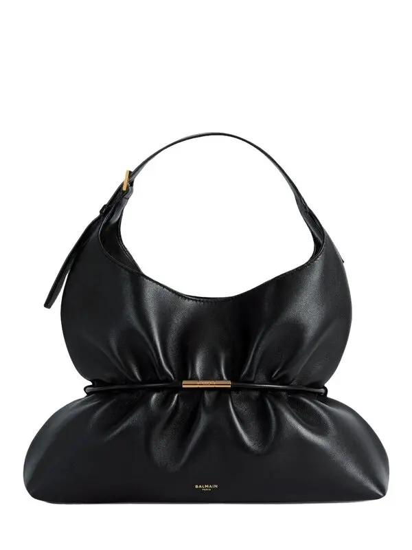 Balmain Sphynx Medium Leather Handbag - Black