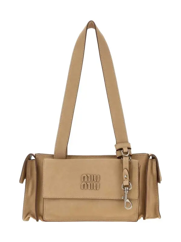 Miu Miu Beige Nappa Leather Shoulder Bag - Brown