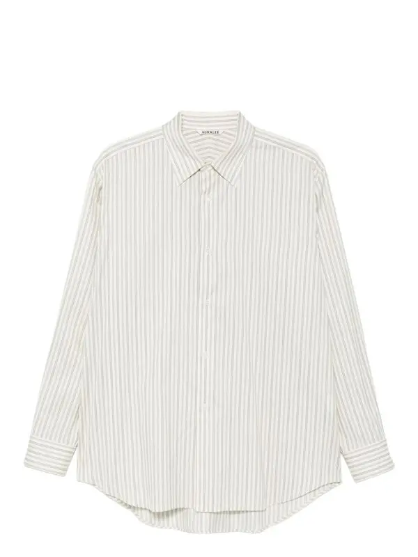 Auralee Cotton And Silk Striped Shirt - Neutrals