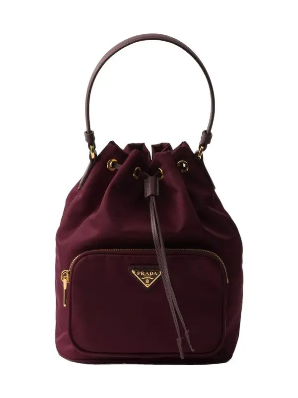 Prada Duet Re-nylon Bucket Bag - Burgundy