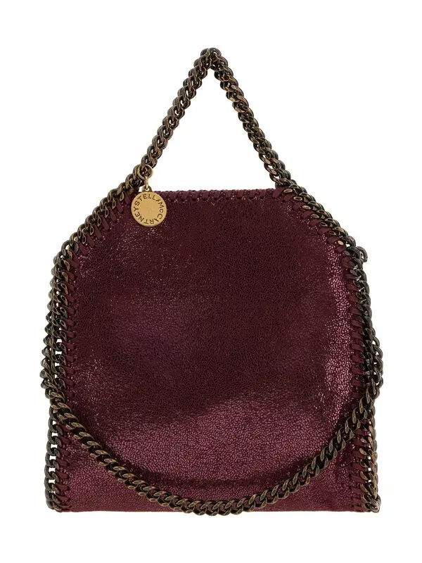 Stella McCartney Burgundy Shaggy Deer Micro Falabella Handbag - Red