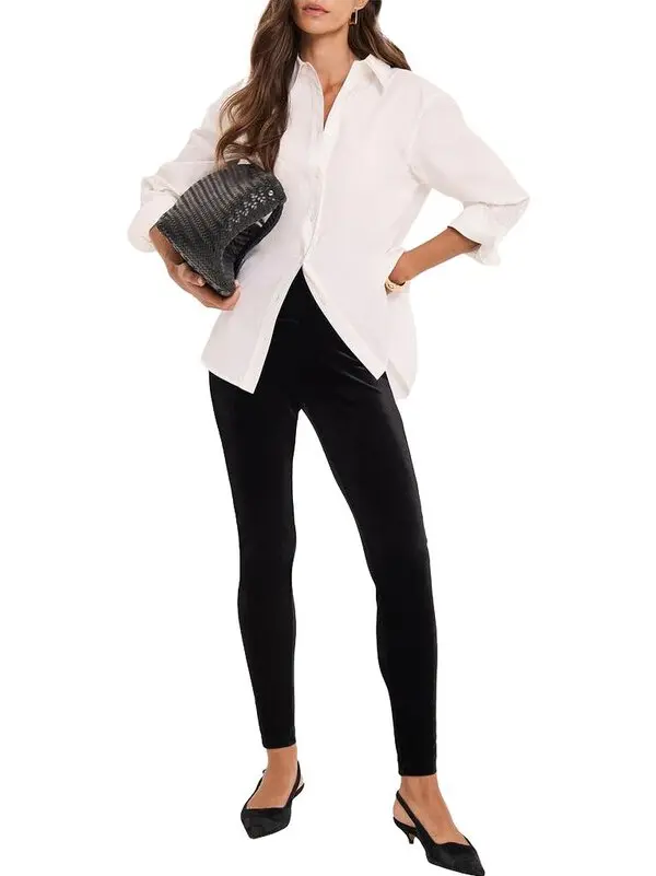 Mint Velvet Velvet High Waisted Leggings - Black