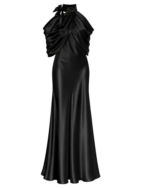 Alberta Ferretti Draped Bow-detail Maxi Dress - Onyx