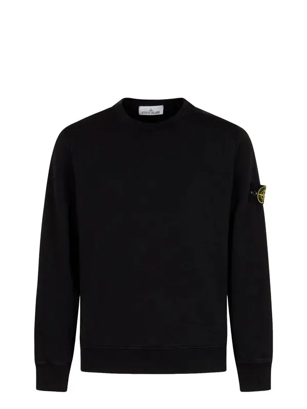 Stone Island Regular-fit Crewneck Sweatshirt With Raglan Sleeves - Black