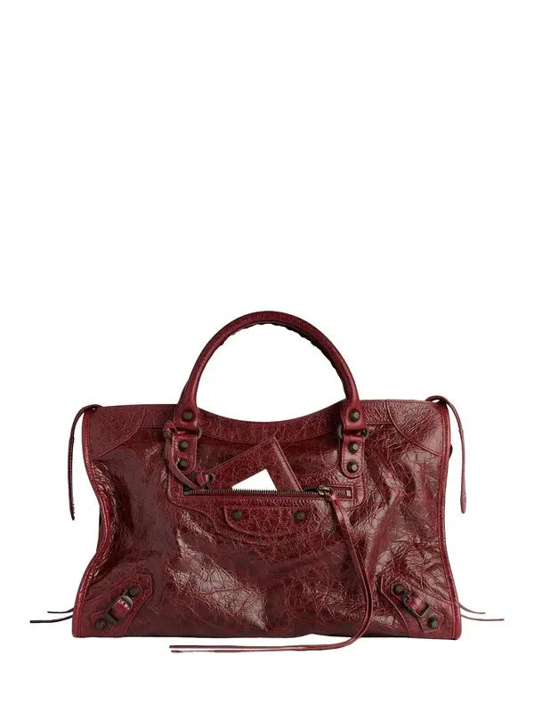 Balenciaga Le City Medium Leather Handbag - Burgundy