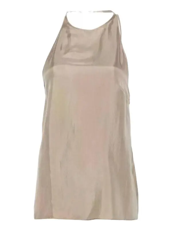 ALYSI Open-back Silk Top - Grey