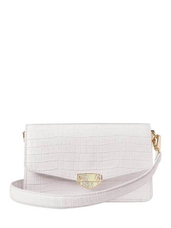 ASPINAL OF LONDON Leather Croc-embossed Eliza Clutch Bag - White