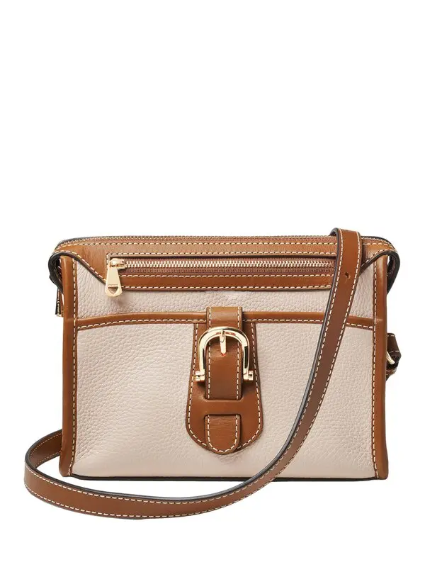 ASPINAL OF LONDON Small Leather Bella Cross-body Satchel - Tan Cream