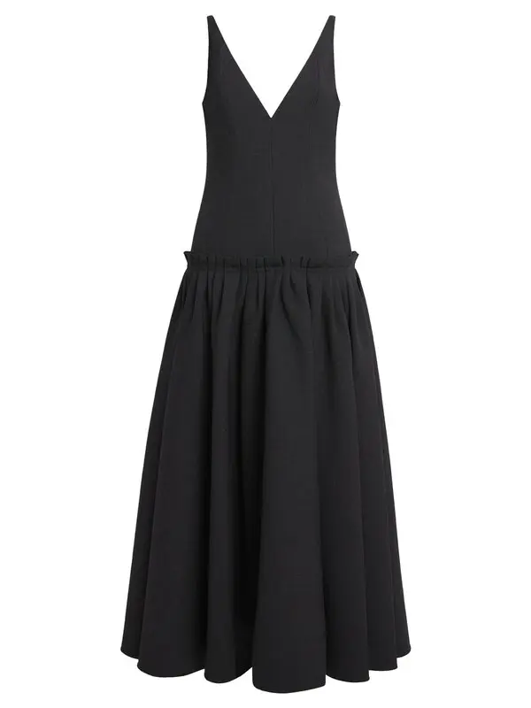 AMI Paris Wool Gabardine Midi Dress - Grey