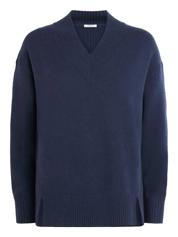 JOSEPH Cashmere V-neck Zinnia Sweater - Blue