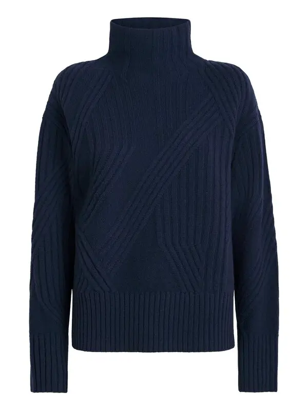 JOSEPH Merino Wool Ribbed Isabel Sweater - Blue