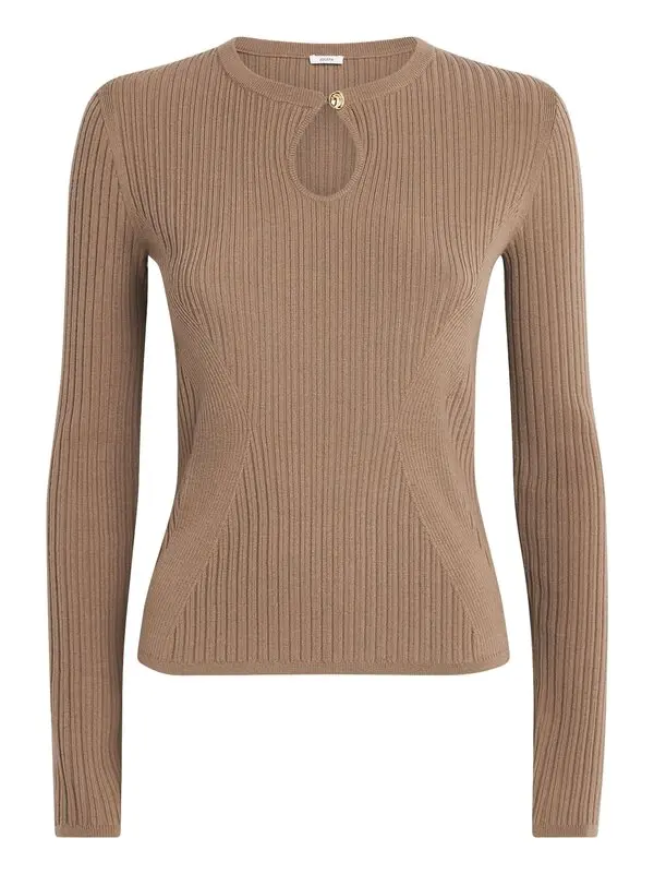 JOSEPH Merino-blend Keyhole Luz Sweater - Brown