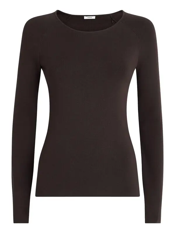 JOSEPH Knitted Silk-blend Nali Top - Brown