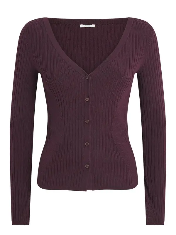 JOSEPH Merino-blend Ribbed Alba Cardigan - Brown