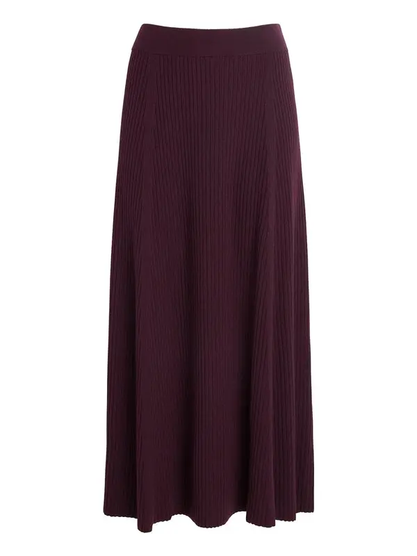 JOSEPH Merino-blend Ribbed Hallie Midi Skirt - Brown