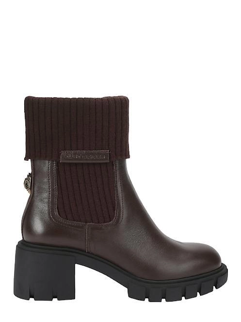 Kurt Geiger Snug Leather Heeled Ankle Boots - Brown