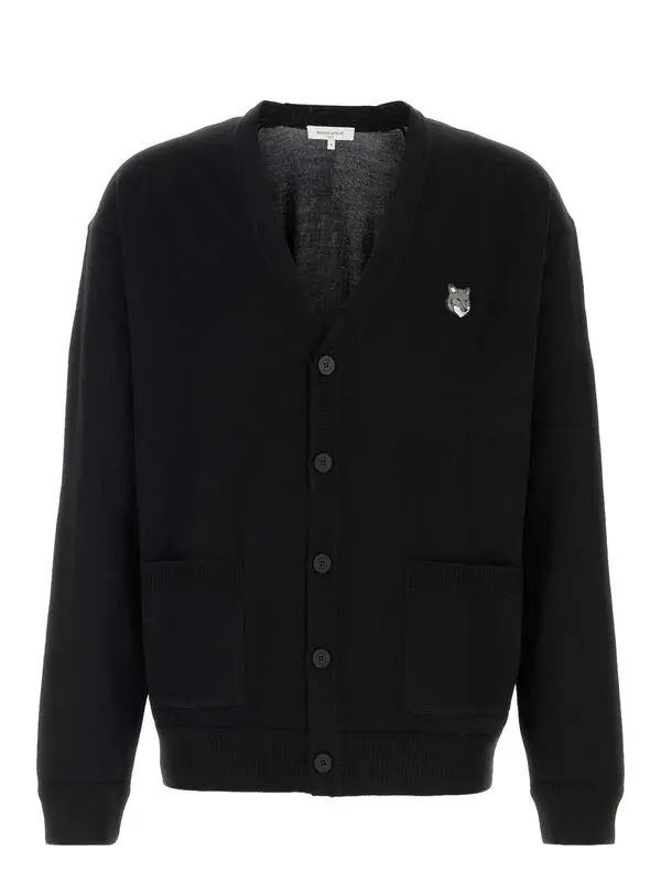 Maison Kitsuné Fox Head Merino Comfort Cardigan For - Soot