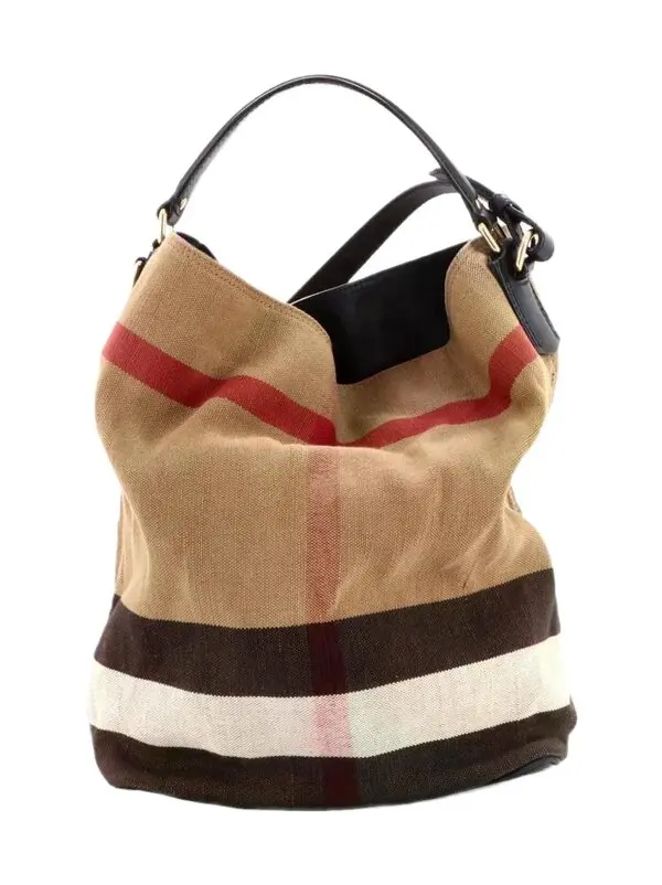 Burberry Ashby Bag House Check Canvas Medium Bucket Bag - Brown