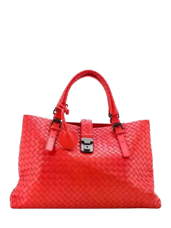 Bottega Veneta Roma Bag Intrecciato Nappa Medium Tote Bag - Red