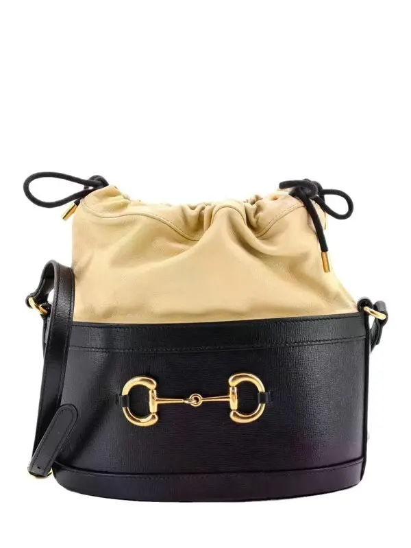 Gucci Horsebit 1955 Crossbody Bag Leather Small Bucket Bag - Black
