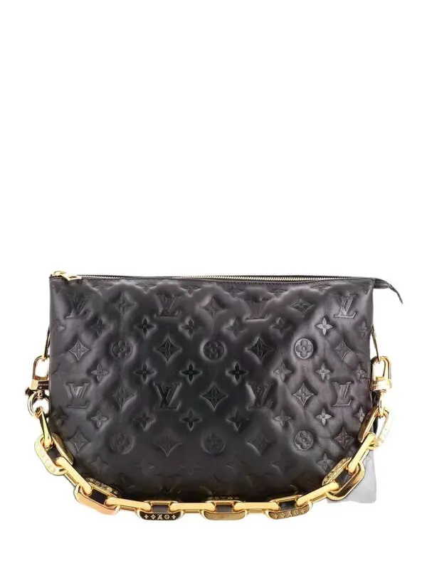 LOUIS VUITTON Coussin Bag Monogram Embossed Lambskin Mm Crossbody Bag - Black