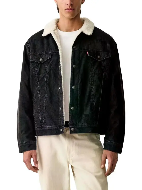 LEVI'S Type Iii Corduroy Shearling-collar Trucker Jacket - Black