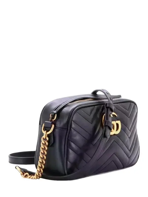 Gucci Gg Marmont Shoulder Bag Matelasse Leather Small Crossbody Bag - Black